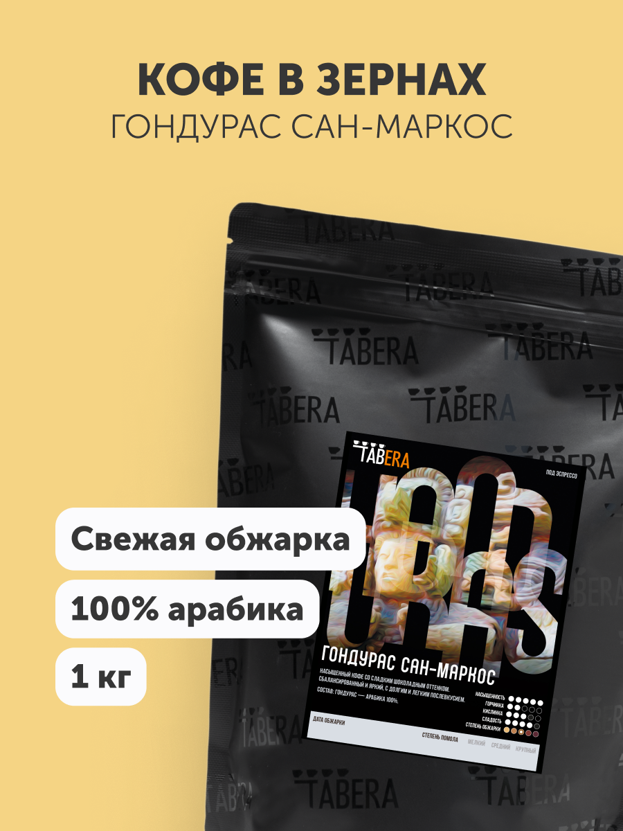 Свежеобжаренный кофе в зернах Табера Гондурас Сан-Маркос, 100% арабика, 1 кг