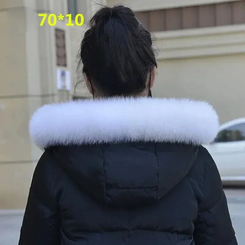 Qearlstar Женщины 100% натуральный лисий мех воротник 10 см ширина мужчины дети реальный мех воротник шарфы белый черный,120,9, натуральный мех,70, белый, SKU00303