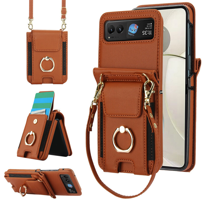 Подходит для Motorola Razr 40 / Моторола Разр 40 Модный Кошелек премиум-класса, кожаный чехол для мобильного телефона, Разр 40, подставка, soft touch,360° Полная защита, резина, пластик