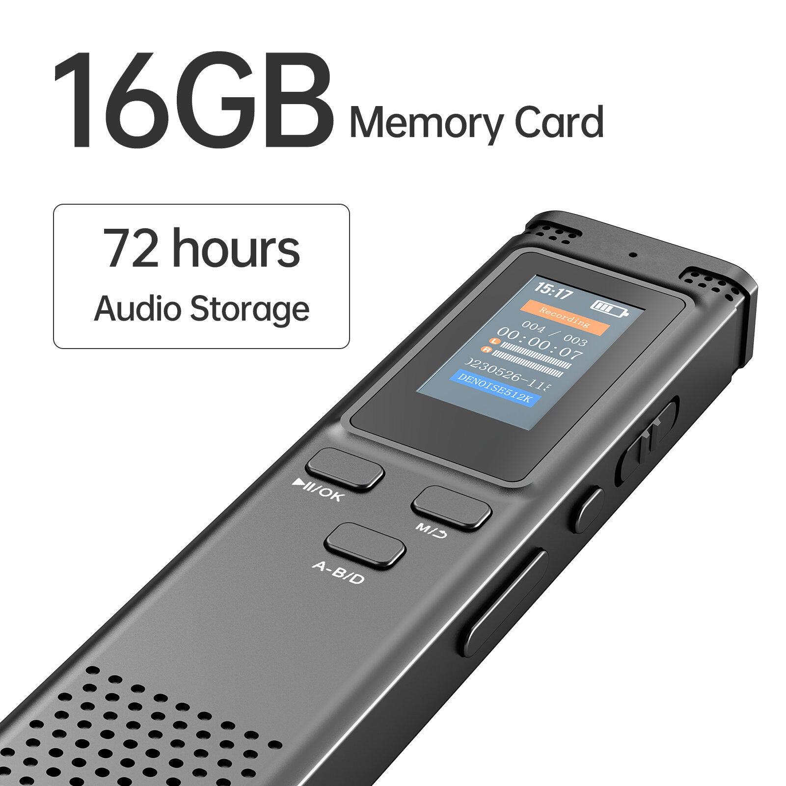 Цифровой диктофон на 16 ГБ, активируемая голосом аудиозапись, шумоподавление при воспроизведении, MP3-плеер, 72 часа записи файлов, поддержка устройства, пароль для лекций, собраний, интервью для занятий