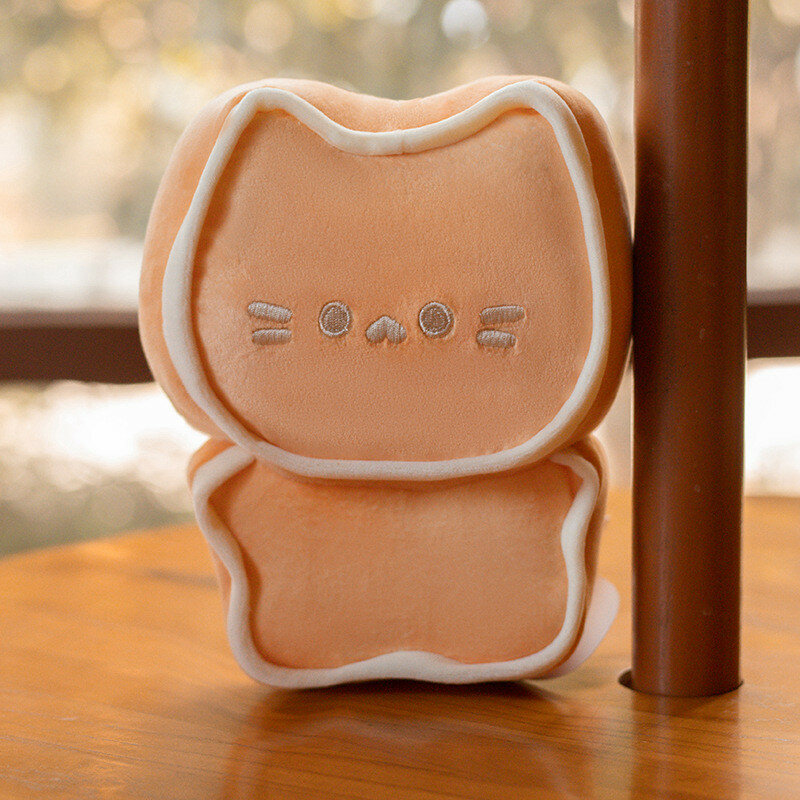 Charming butter cat biscuit plush cushion with soft pp cotton filling for children