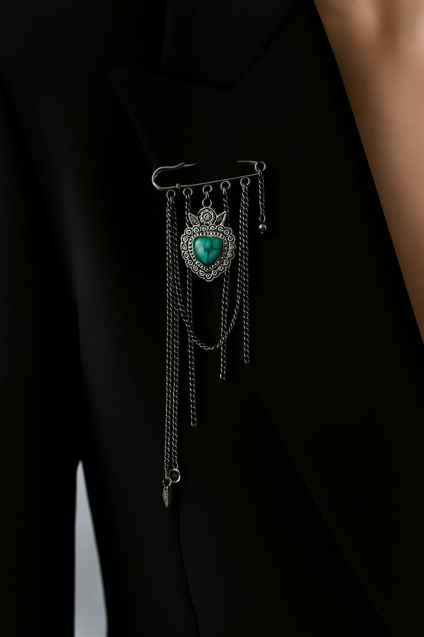 Брошь, бирюза синтетическая