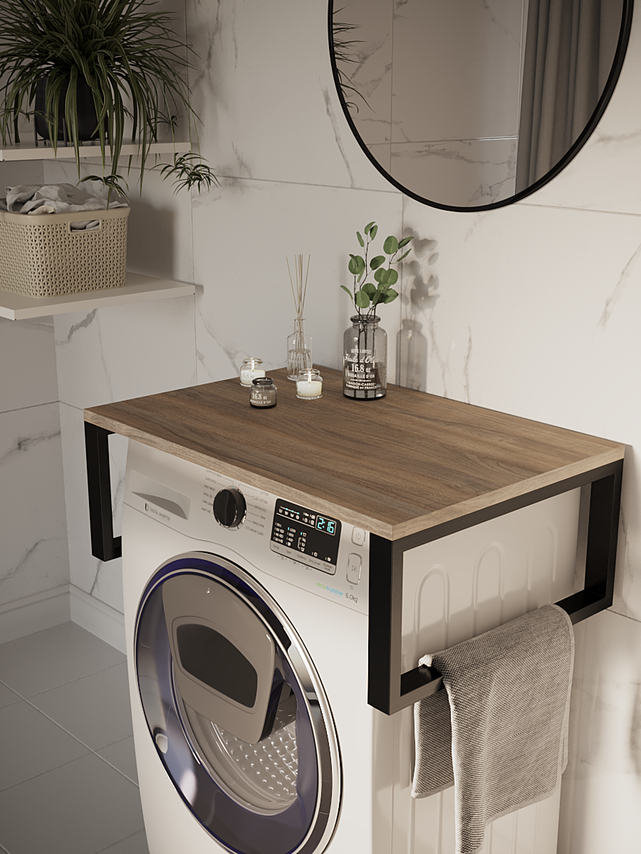 Полка для ванной IamLoft, ЛДСП, металл, ясень тёмный, универсальная, открытая, 70x48x25 см