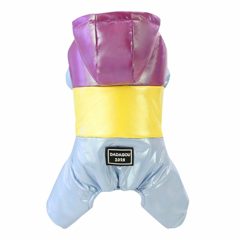 Хлопчатобумажное пальто для четвероногих собак Rainbow-фиолетово-желтое-XXL