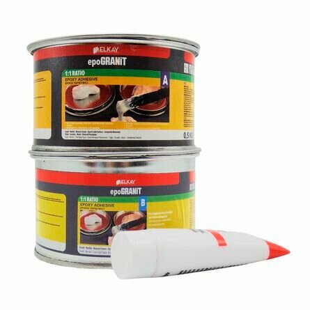 Клей для камня эпоксидный ELKAY EpoGRANIT EG2001 натуральный (0,5 + 0,5 кг) и белый краситель 10 мл