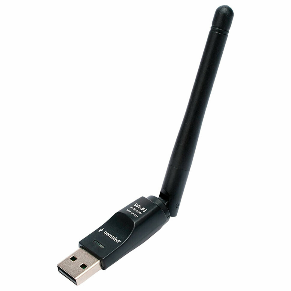 Сетевой адаптер Wi-Fi GEMBIRD 150 Мбит, с антенной, USB, 802.11b/g/n, MT7601, WNP-UA-011, 514216