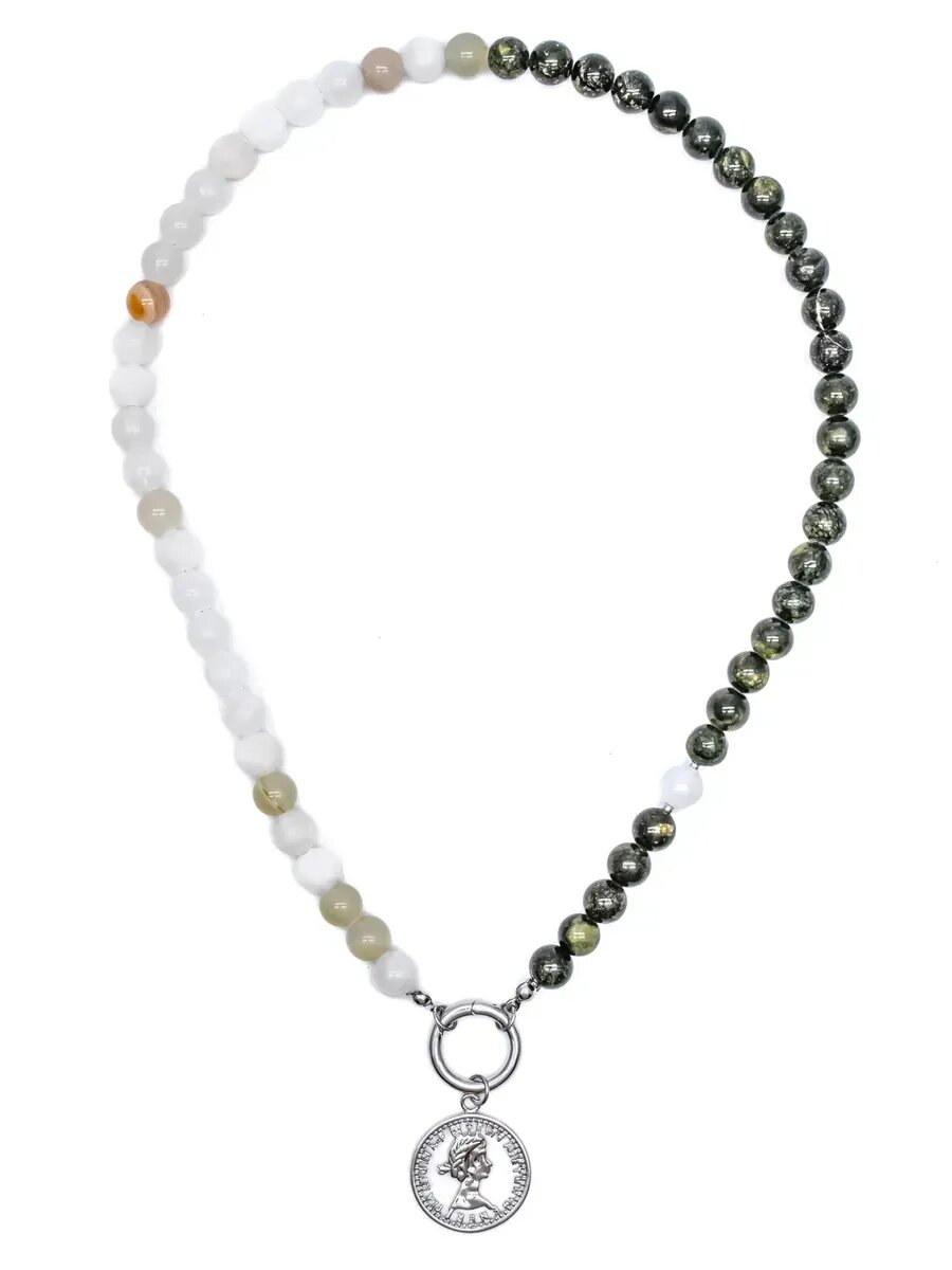 Бусы, перламутр, оникс