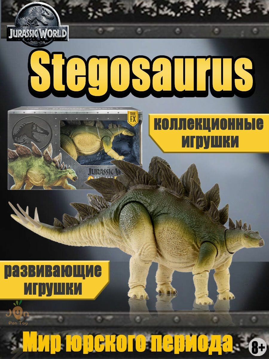 Мир юрского периода Фигурка Стегозавр Mattel Jurassic World Hammond Collection Stegosaurus JCH08 / Детская игрушка-динозавр для мальчиков с 15 подвижными суставами