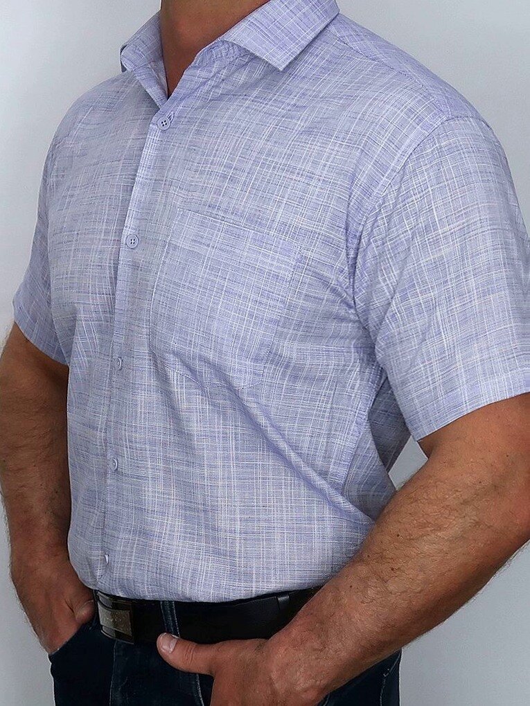 Рубашка прямая классическая с коротким рукавом мужская рубашка, светлая сорочка, на пуговицах, рубаха на любой сезон, голубая однотонная, с карманом, летняя рубашка