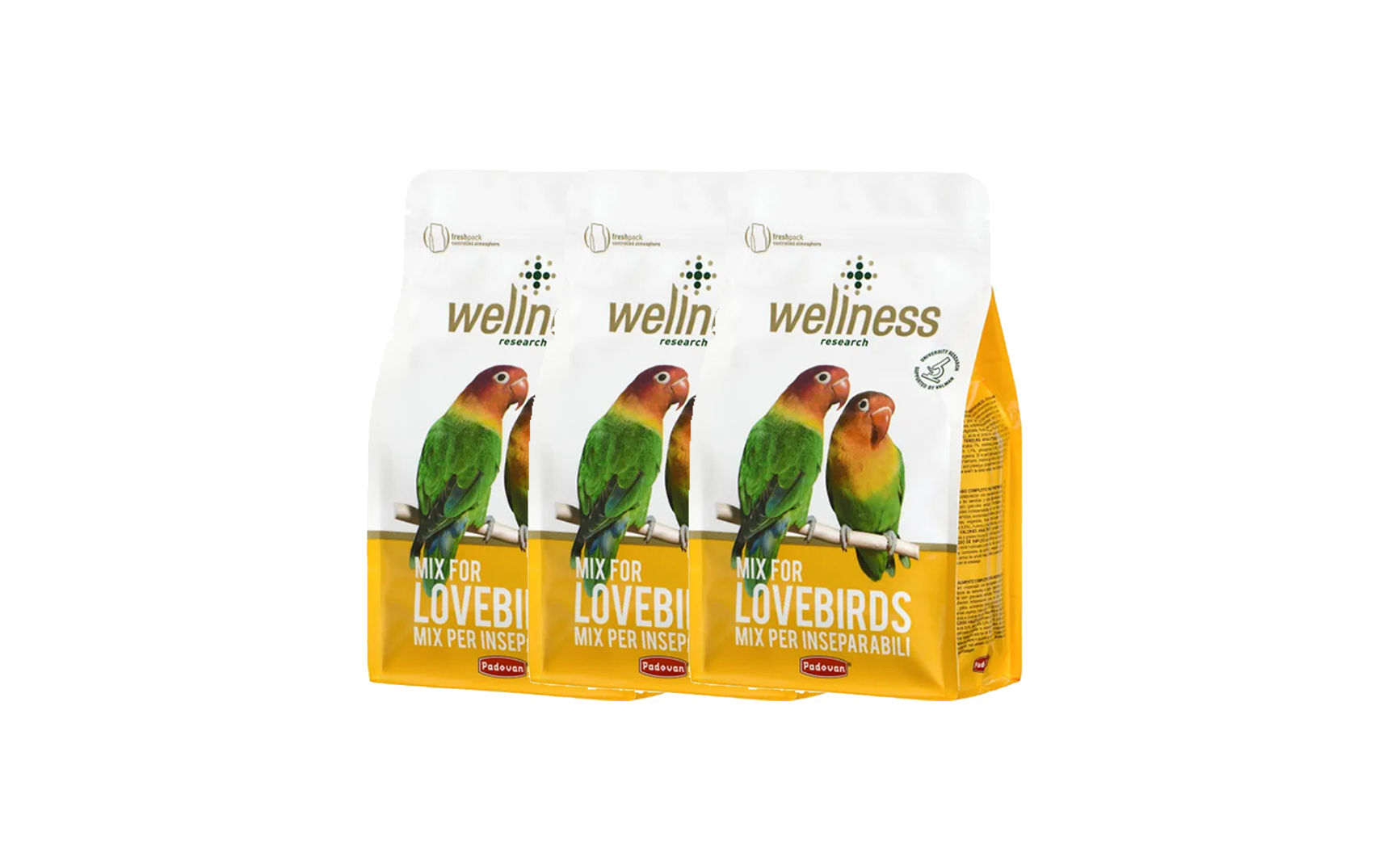 Padovan Wellness mix for lovebirds корм полнорационный для неразлучников и других средних попугаев 850 г x 3 шт.