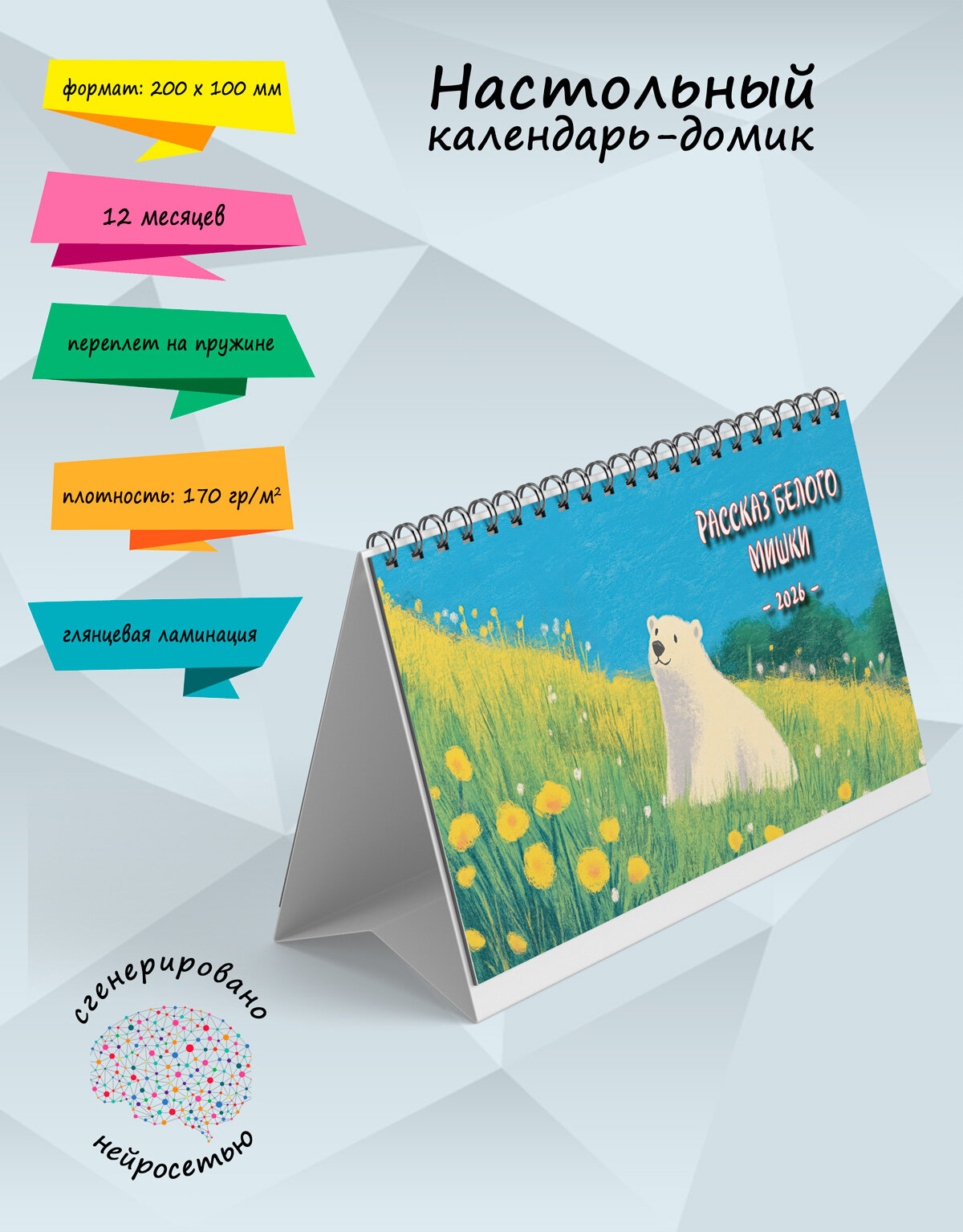 Настольный календарь-домик Рассказ белого мишки на 2026 год