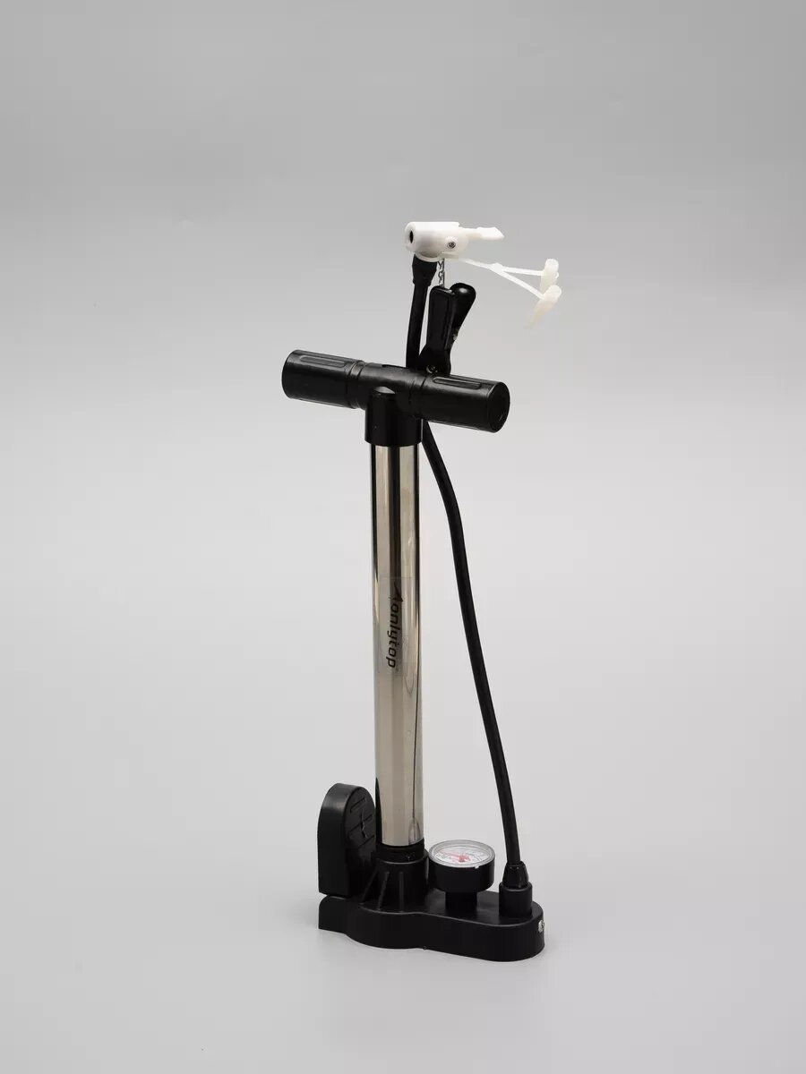 Насос для велосипеда ручной с иглой, с манометром