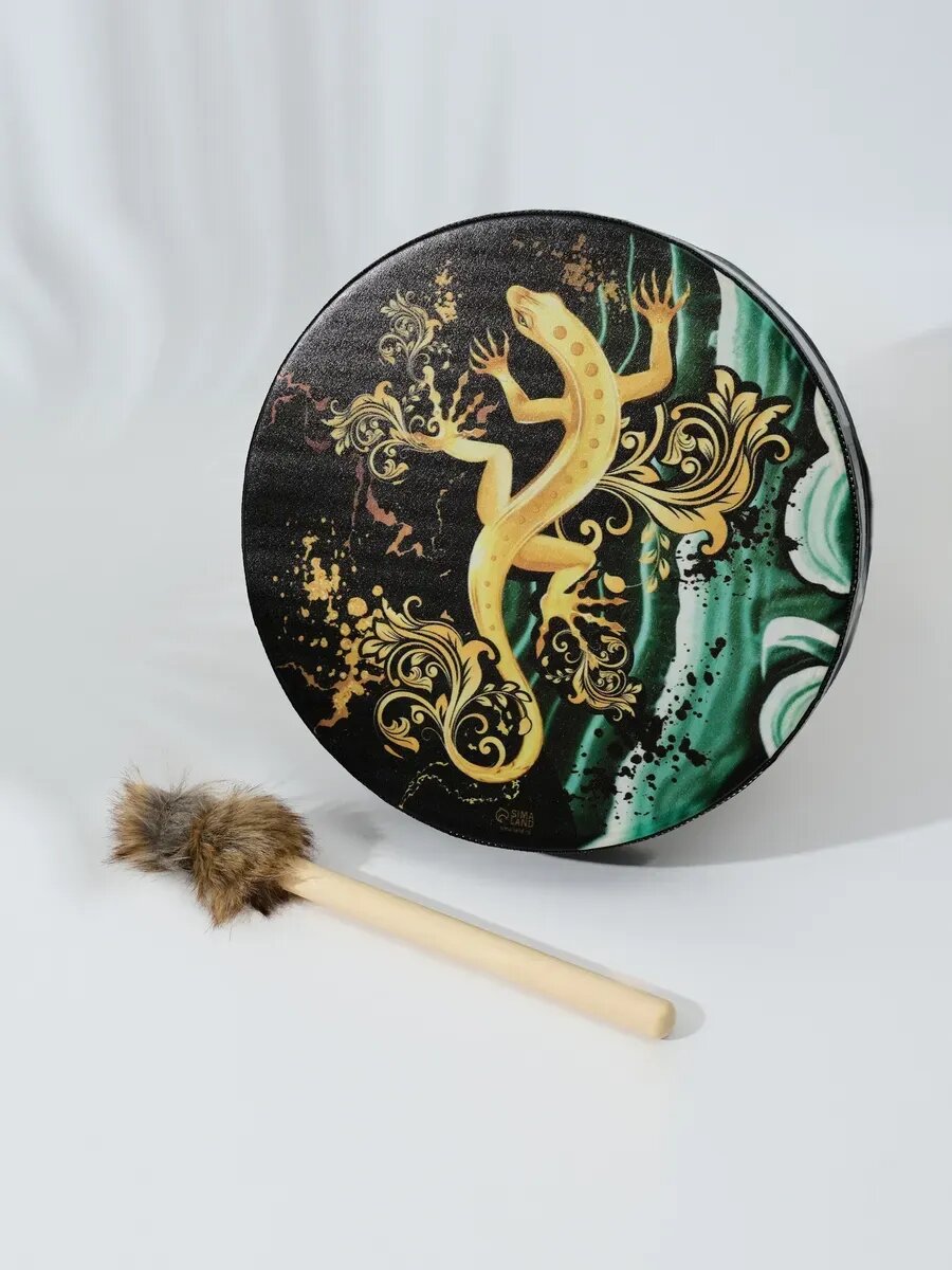 Шаманский бубен Ящерица с колотушкой