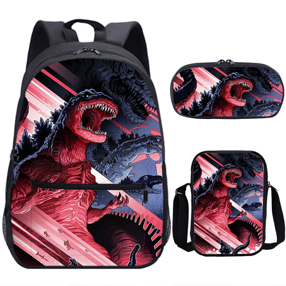 Школьный рюкзак Godzilla Vs King Kong, пенал, сумка-тройка, 17-дюймовый рюкзак для детей начальной школы