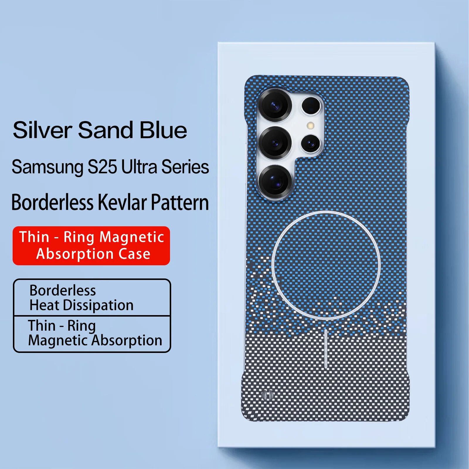 Чехол Samsung Galaxy S24 Silver Sand Blue, безрамочный, Kevlar, магнитный