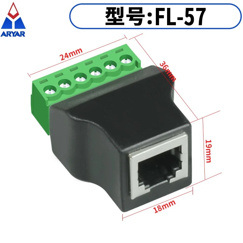 ARYAR FL-57 RJ12 6P6C женский разъем без отверстия