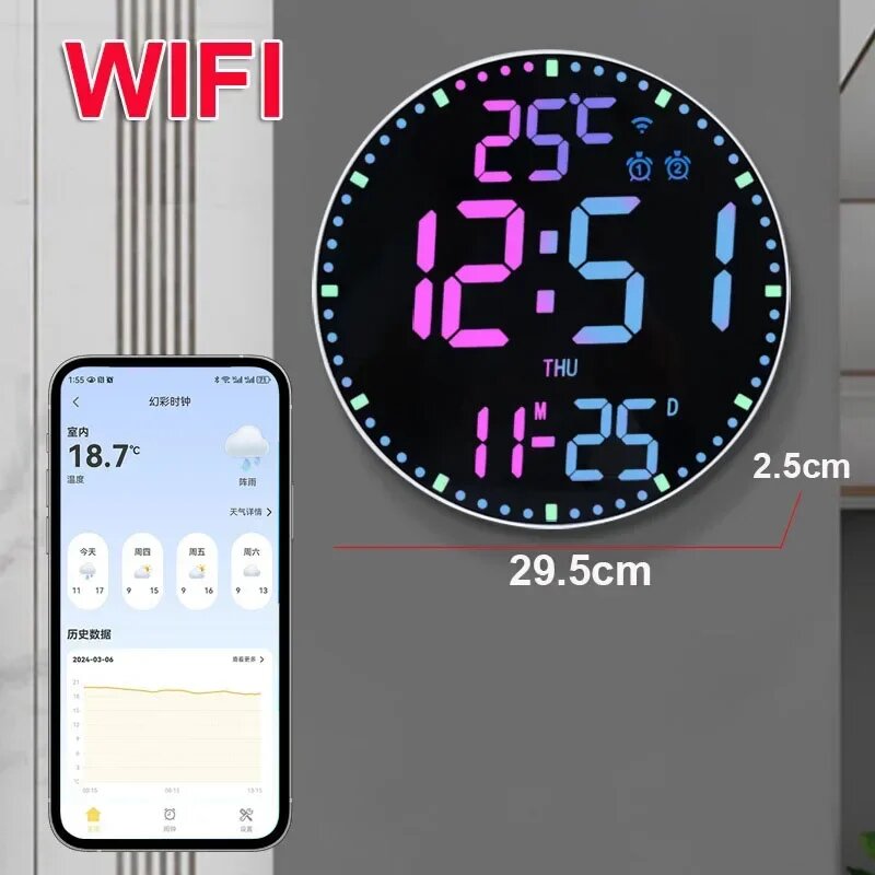 Умные Wi-Fi настенные часы