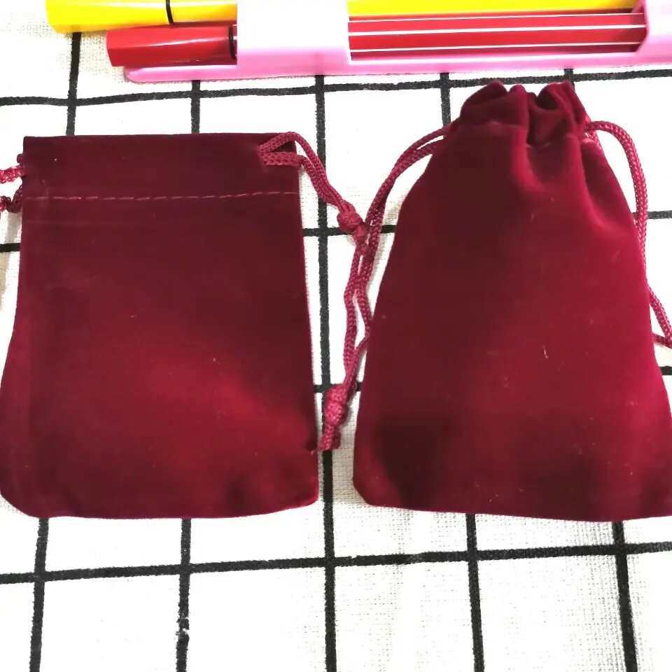 Бархатные подарочные пакеты Ruiday 100 шт, 9x12cm, Бордовый