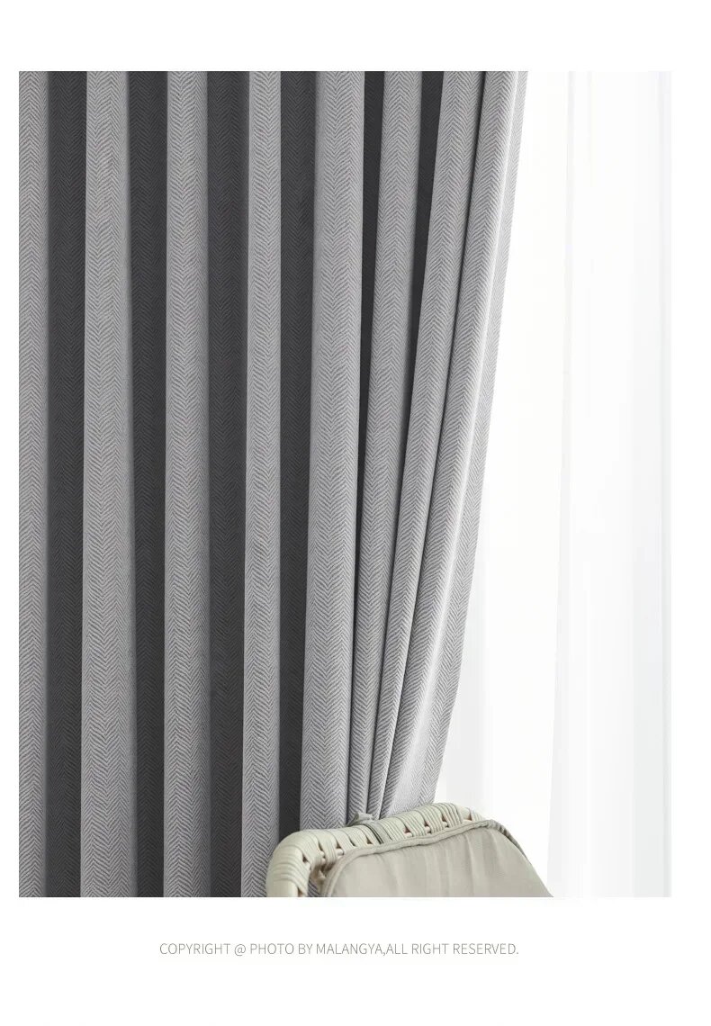 Однотонные шторы JESSANS кремового Плиссированная лента, Серый, W80cmxH250cm 1PC, Kai Chen gray