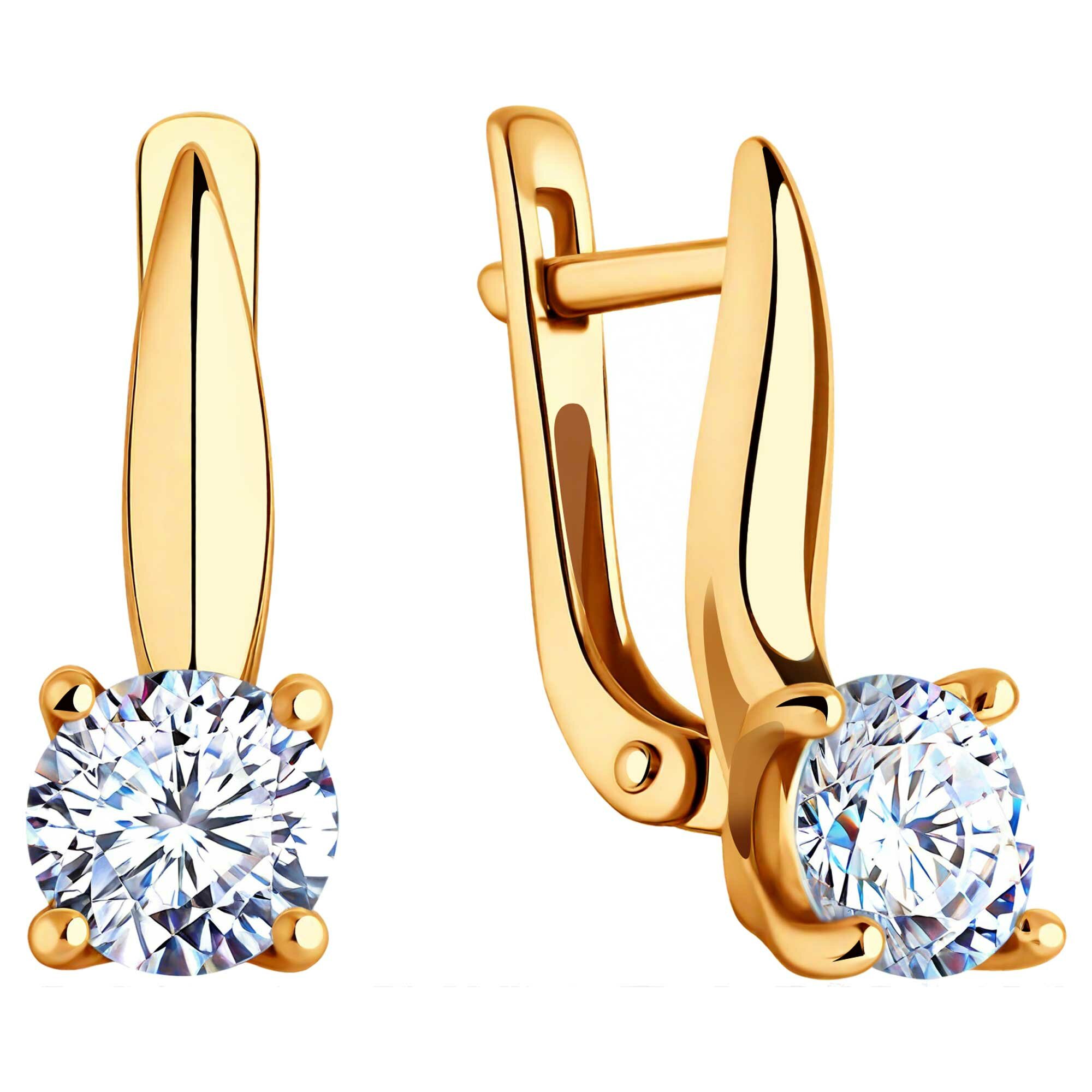 Серьги Diamant online, красное золото, 585 проба, фианит