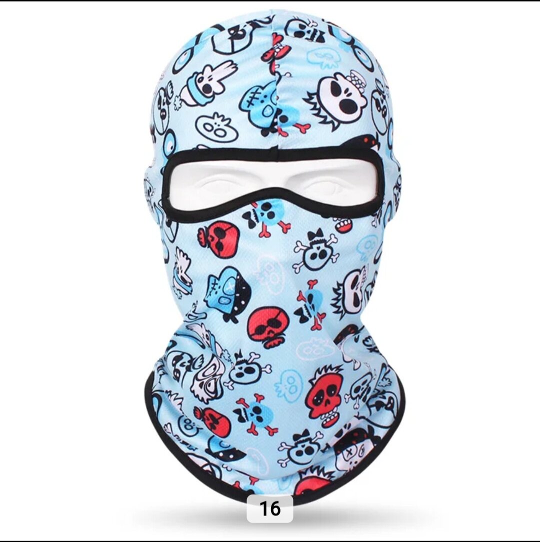Балаклава подшлемник с рисунком черепа тактическая мотоциклетная под шлем, голубой