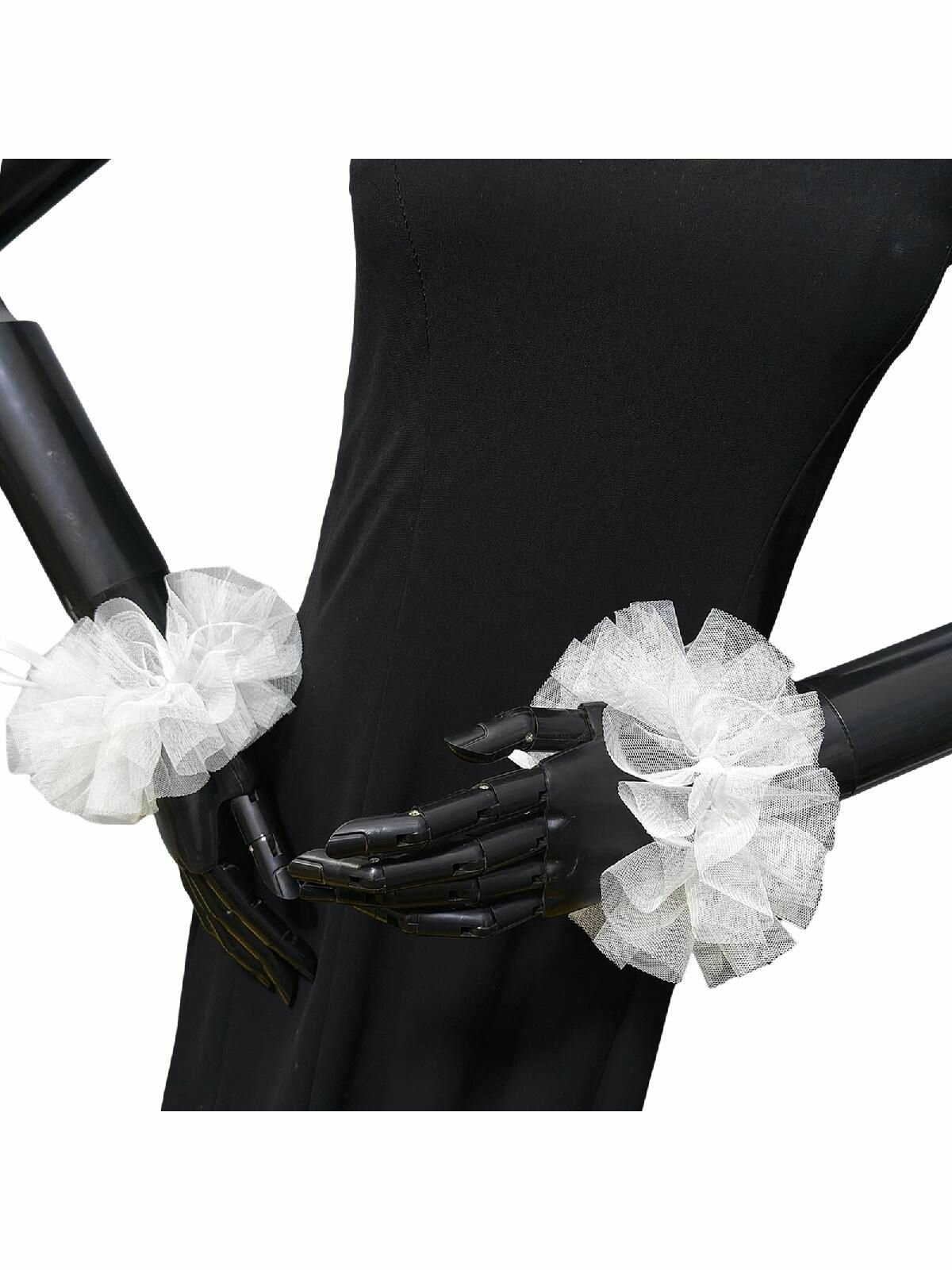 Регулируемый воротник и манжеты с рюшами, - Белый браслет