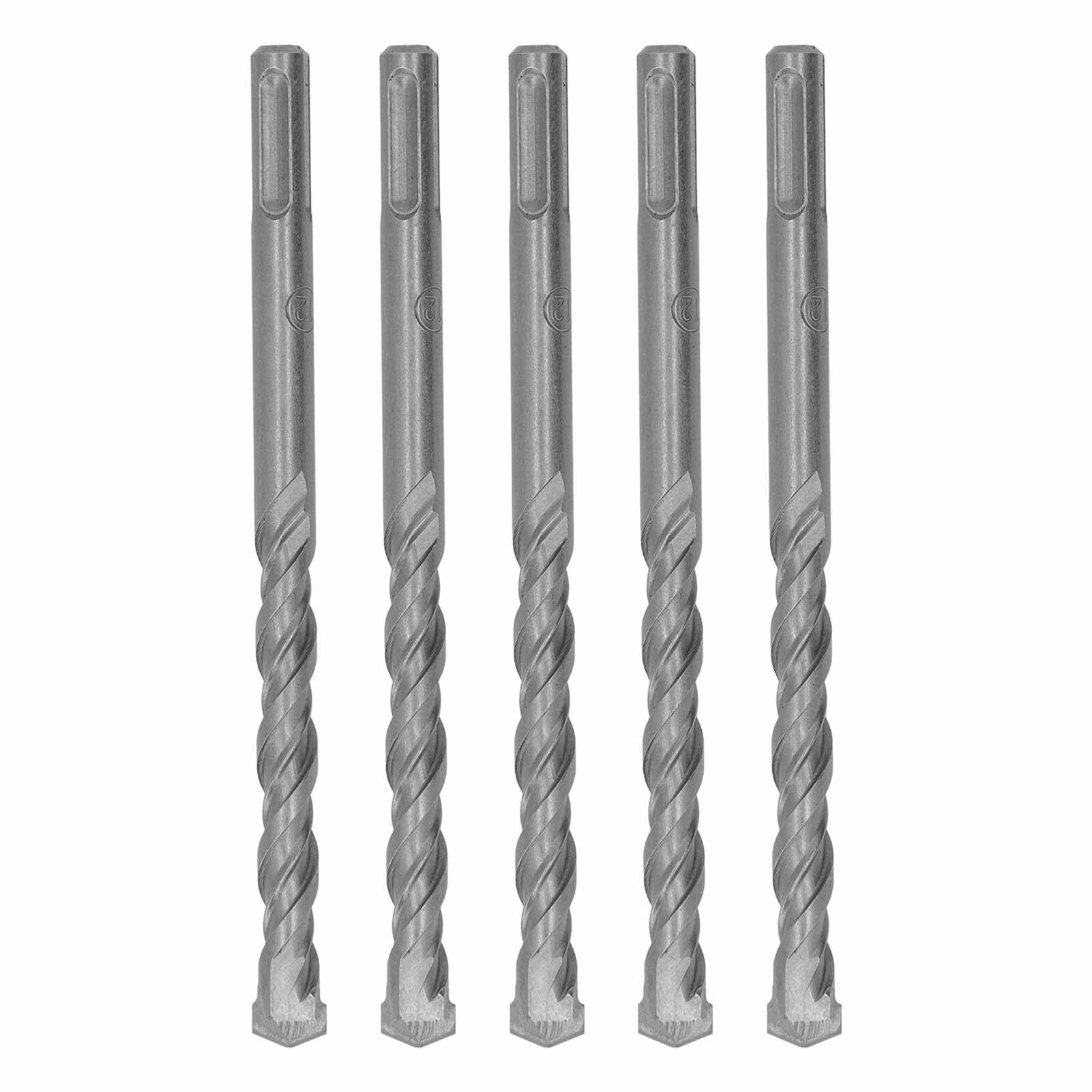 5 шт. сверл для перфоратора длиной 160 мм, 2-х лезвийные самоцентрирующиеся твердосплавные наконечники, ударные сверла для кирпича, камня, бетона 12 мм/0,47 дюйма