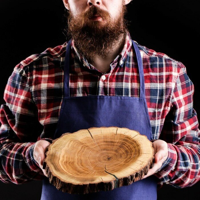 Блюдо-доска, спил для подачи "Дубовый", 20-25 см, массив дуба ZZQ