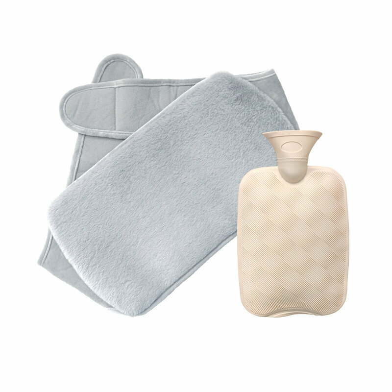 Бутылка для горячей воды "Плюшевый кролик", ПВХ, 2000мл, светло-серая, 2 шт