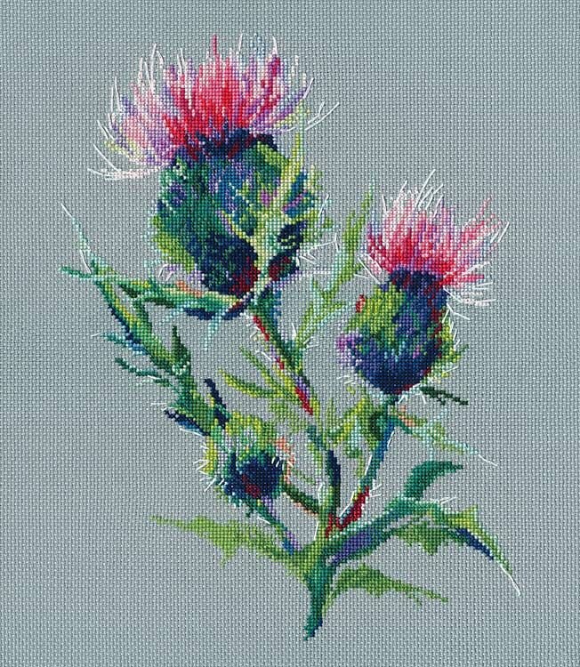 Набор для вышивания крестиком Овен, "Чертополох", 20х27 см, Цветы