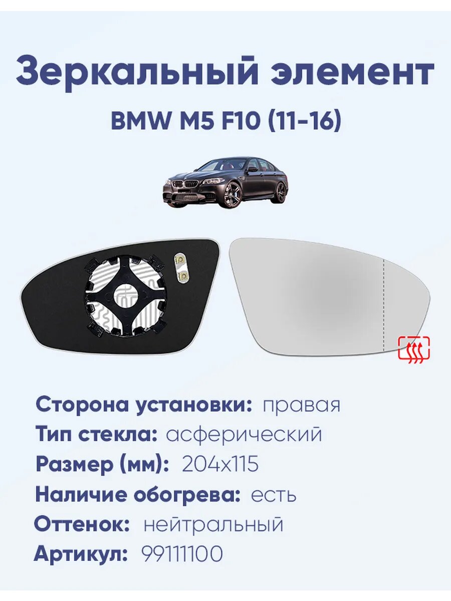 Зеркальный элемент правый BMW M5 F10 (11-16)A99111100