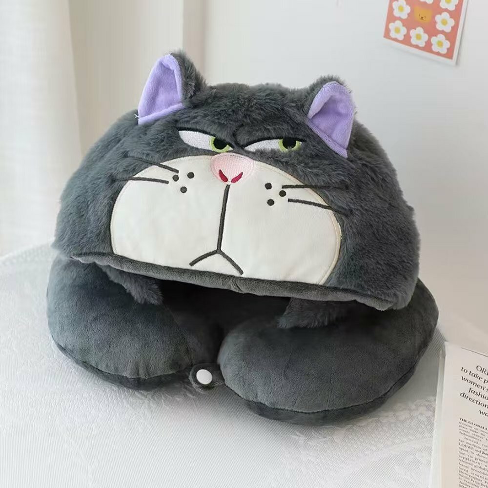 Дорожная подушка MINISO с капюшоном и мультяшным принтом, Neck Pillow, For adult