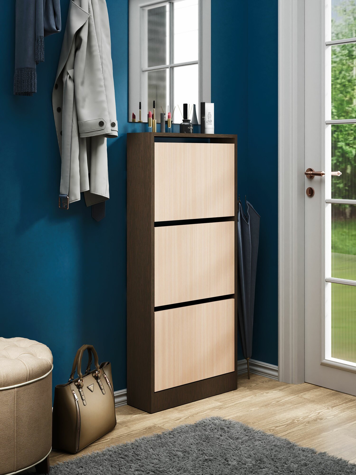 Обувница Profimebel "Лаура-4", ЛДСП, венге-дуб молочный, напольная, 51,8х117,8 см