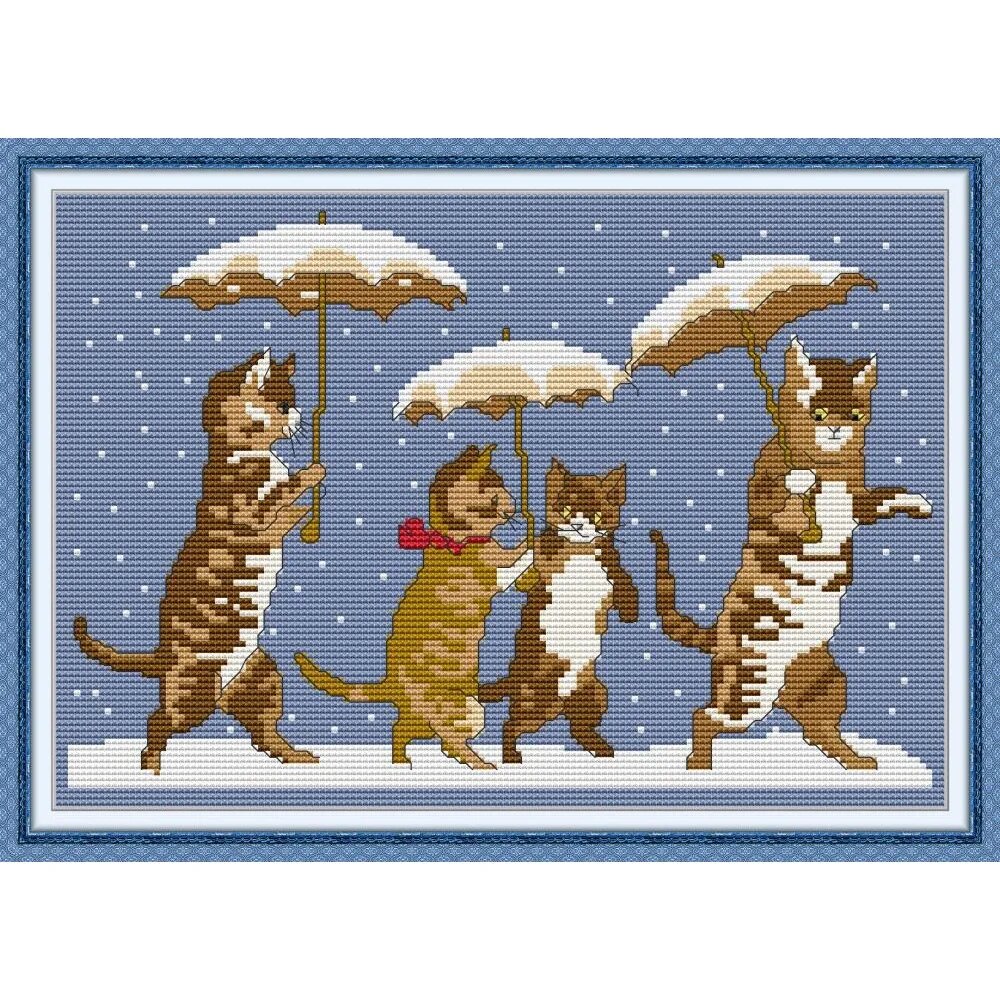 Joy Sunday Набор для вышивки крестом с зонтиком 16CT Printed Cloth