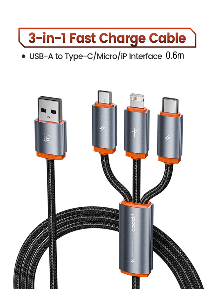Toocki 3-в-1 Многофункциональный Usb-кабель для зарядки