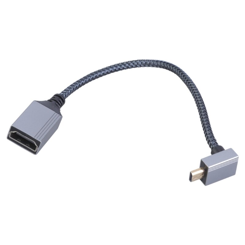 (1 шт.) Кабель HDMI мама - micro HDMI папа, 4K, метал, нижний угол