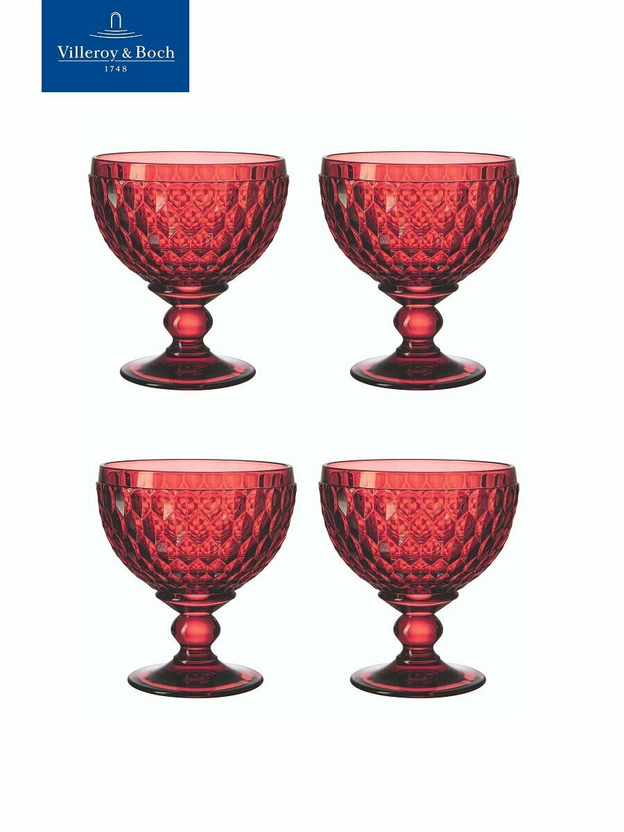 Набор бокалов для шампанского 400 мл, 4 шт, Boston Coloured red, Villeroy & Boch, Хрустальное стекло