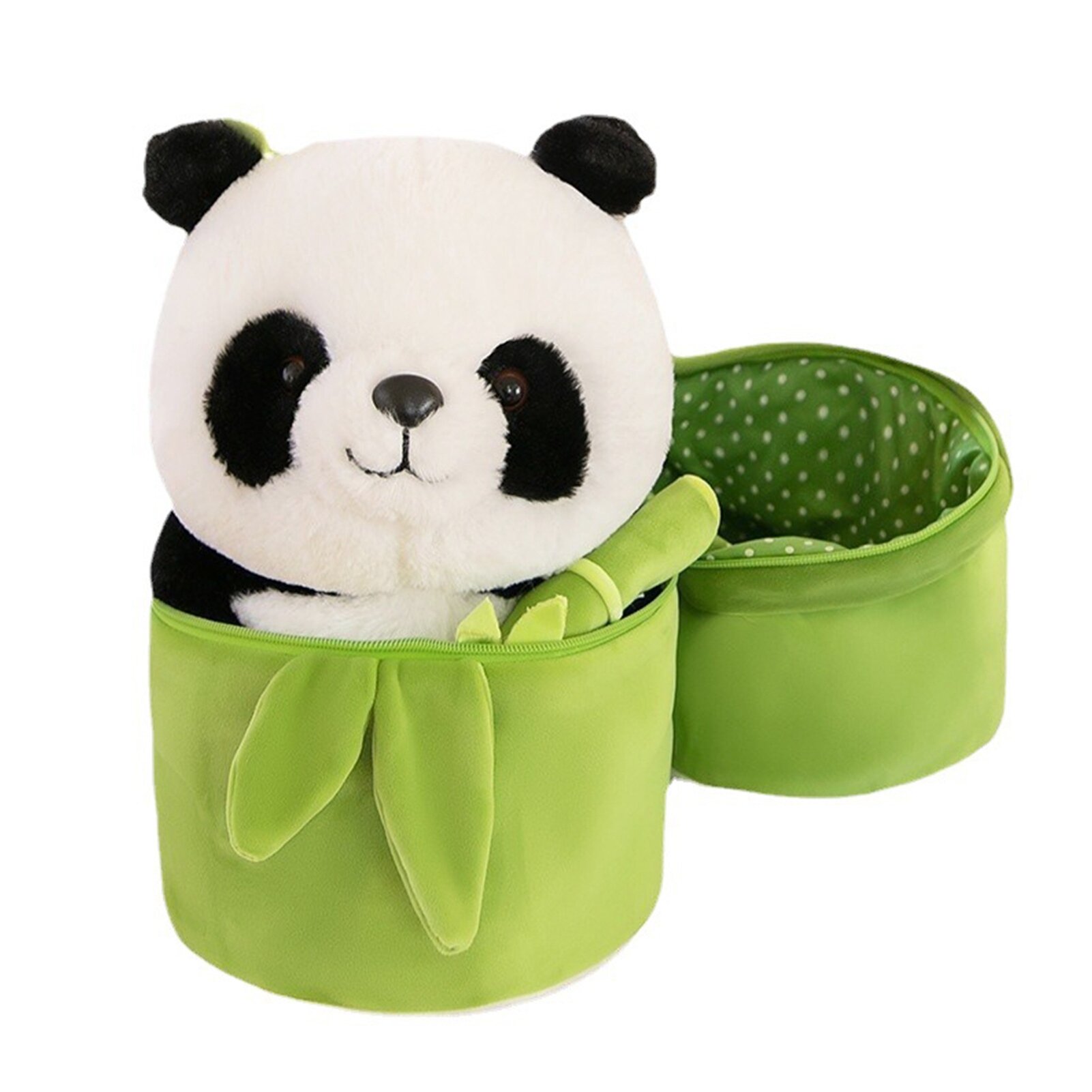 Мягкая плюшевая игрушка медведь из бамбука, большие глаза, с бамбуковой трубкой