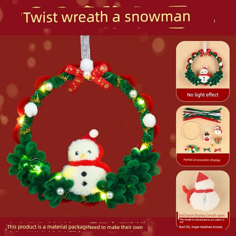 Рождественский венок ручной работы, украшения «сделай сам», детские маленькие подарки, поворотная палка, чтобы сделать