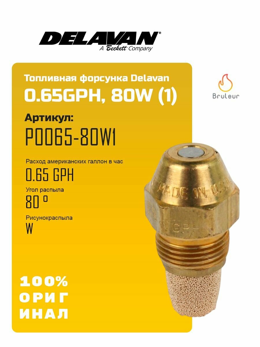 Форсунка Delavan 0.65GPH, 80W (1) P0065-80W1