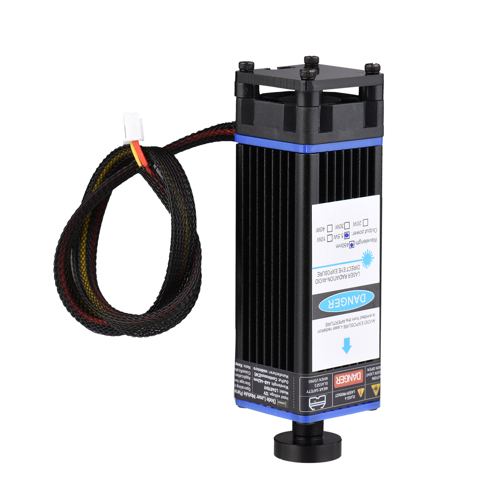 Лазерный модуль 450 нм 5,5 Вт с регулируемым фокусным расстоянием, гравировальная головка, высокоскоростной гравировальный станок, резак, 3D-принтер, ЧПУ-фрезер для рукоделия, резки дерева, кожи, ткани, бумаги.