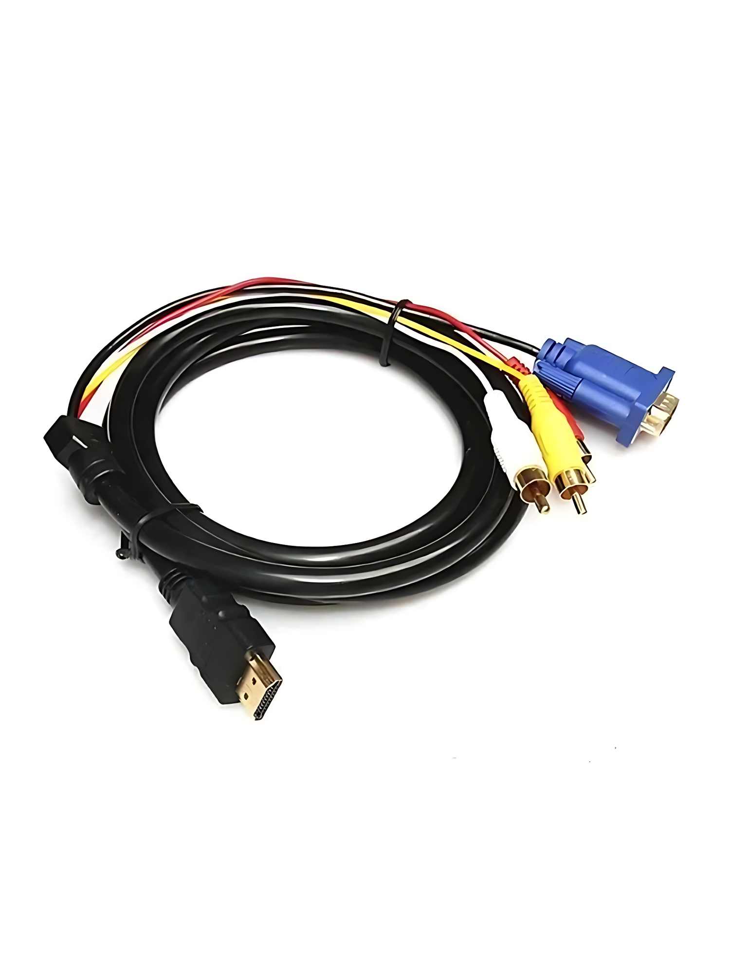 Кабель-переходник VGA/HDMI на 3 RCA видео аудио AV кабель, черный