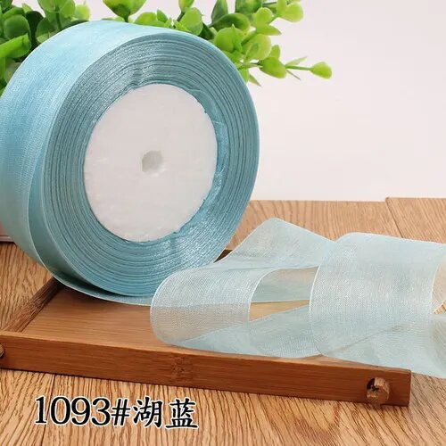Мерыловер органза лента 50 ярдов lake blue, 25mm Organza