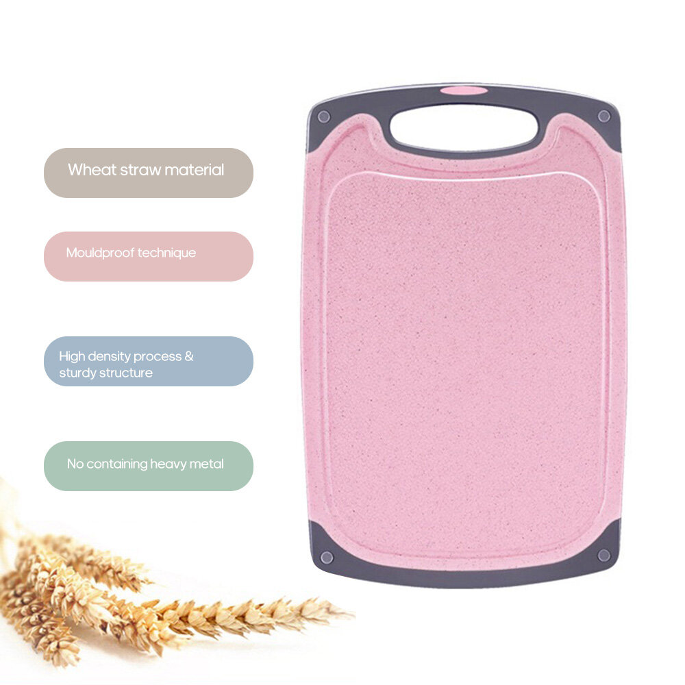 Доска для нарезки кухонная из натурального пшеничного соломы, антискользящая, для овощей и фруктов, безопасная для посудомоечной машины, материал Пшеничная солома+ПП, цвета Розовый, Синий, Бежевый, Светло-зеленый (доступно), размер 250*150*9мм,