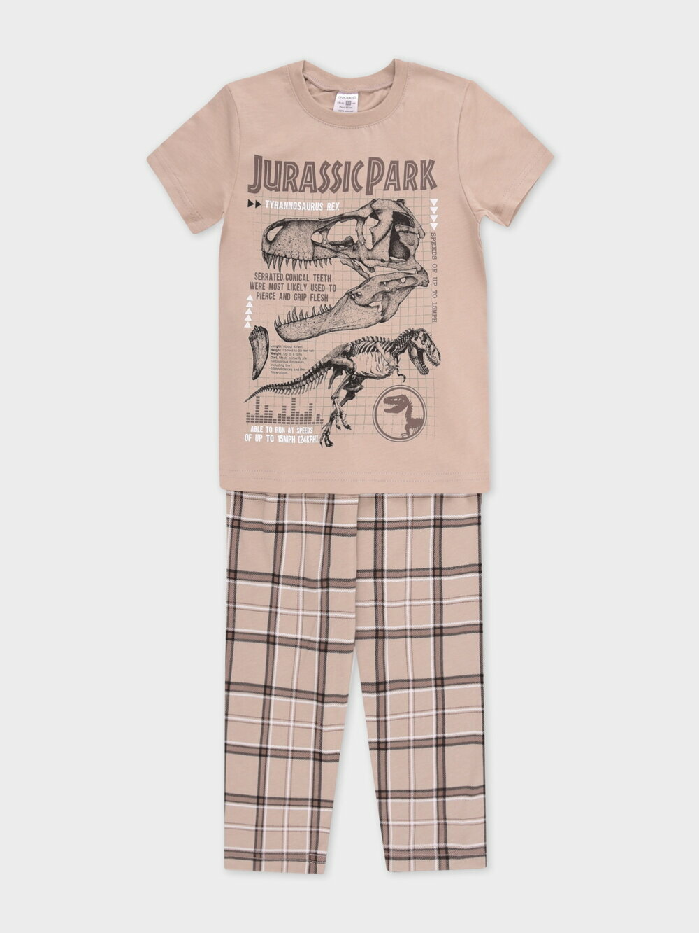 Пижама К 1599-1/темно-бежевый,шотландская клетка