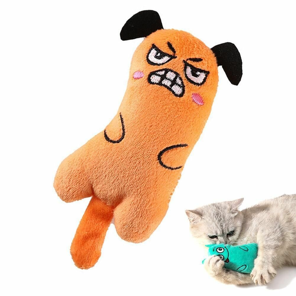 Игрушечная кошка с мультяшным выражением мордочки