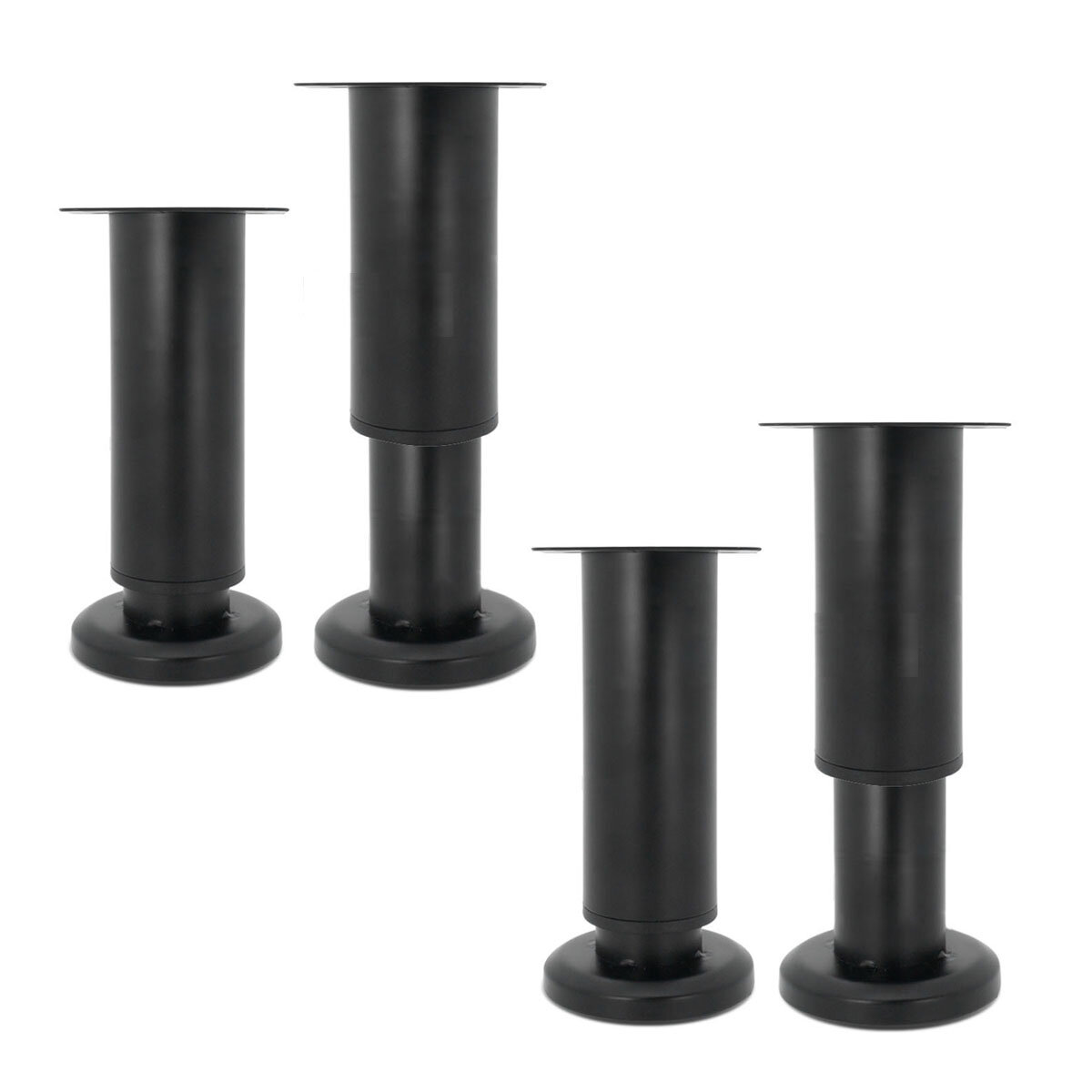Набор из 4 штук ножек для мебели опорные ножки регулируемые круглые ножки для стола с эффектом нержавеющей стали брашированные ножки для шкафов поднятые ножки мебельные опорные ножки для кухни ножки для дивана ножки для кровати черные (Размер: 12-18см)