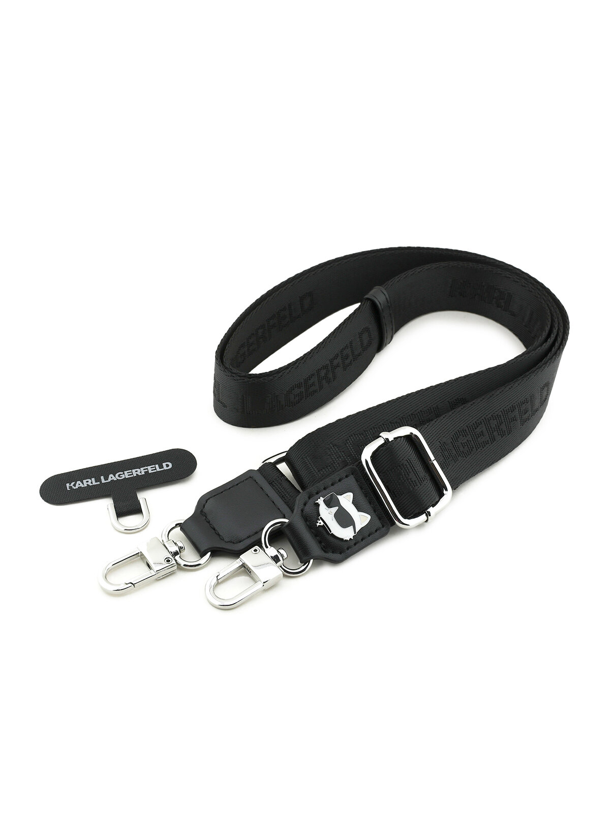 Ремешок Karl Lagerfeld для смартфона на шею или через плечо, кросс-боди из нейлона, с принтом Choupette, черный