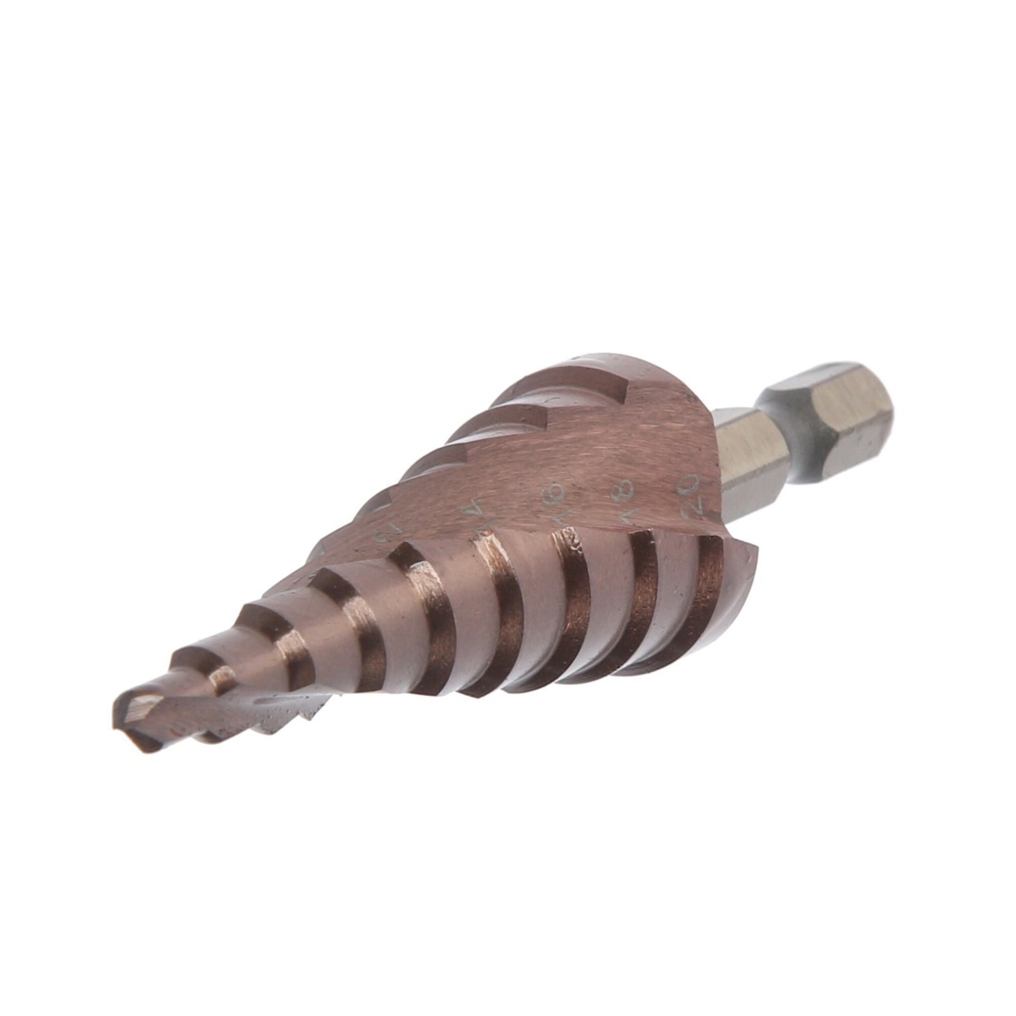 Сверло ступенчатое тундра профи, HSS-Co, спиральный профиль, шестигранный хвостовик, 4-20 мм