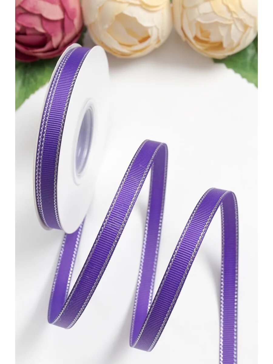 Лента репсовая с люрексом 1см (20 ярдов)